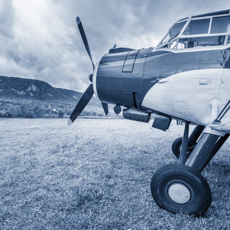 Old retro plane. stock photo. Image of mountain, airliner - 64052226