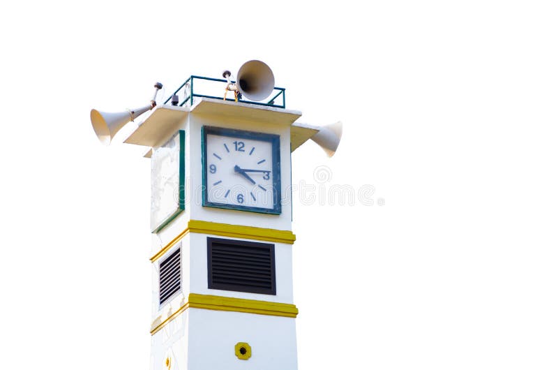 Old Retro Square Clock on White Wall Stock Image - Image of hall ...