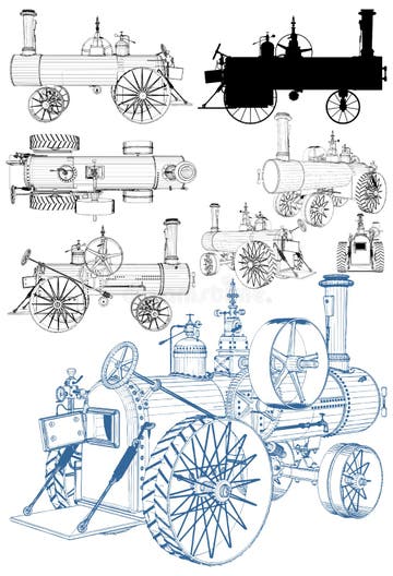 Steam Engine Tractor Vector Stock Illustrations – 83 Steam Engine ...