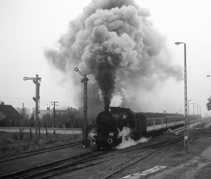 Old retro steam train stock photo. Image of spring, smoke - 29716098