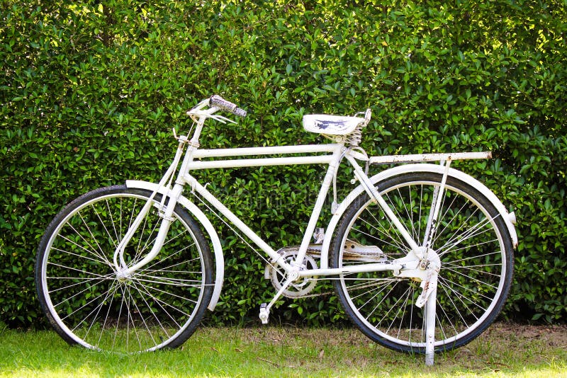 Old Retro Style White Bicycle Stock Photo - Image of ramble, street ...