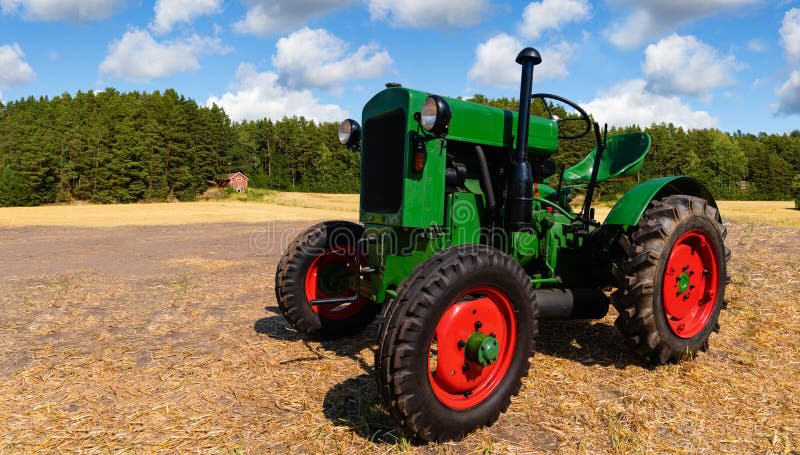 Old retro tractor stock image. Image of rustic, harvest - 195477209
