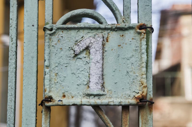 Old Retro Cast Iron Plate Number 1 Stock Image - Image of number ...