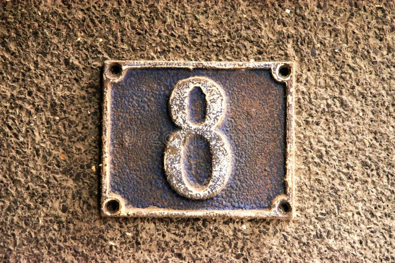 Old Cast Iron Plate with Number 8 Stock Image - Image of molded, paint ...