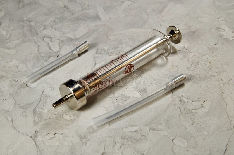 Old Reusable Syringes and Needles. Multiple-use Syringes Stock Photo ...