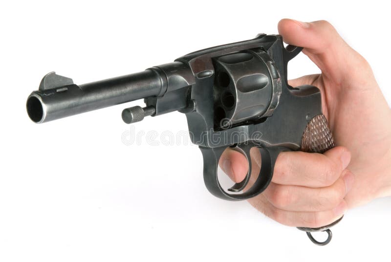 Old revolver in hand stock image. Image of criminal, combat - 9591159