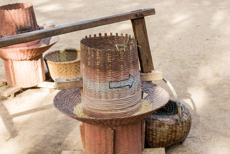Old rice milling machine. stock image. Image of ancient - 54026307
