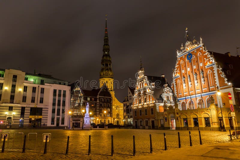 Old Riga at Night editorial photo. Image of lovely, blackheads - 68287931