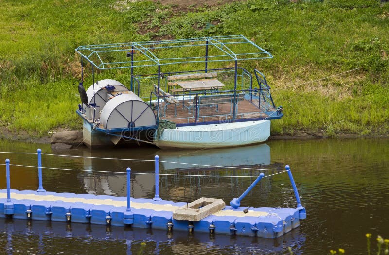 Old river pontoon boat stock photo. Image of derelict - 42849662