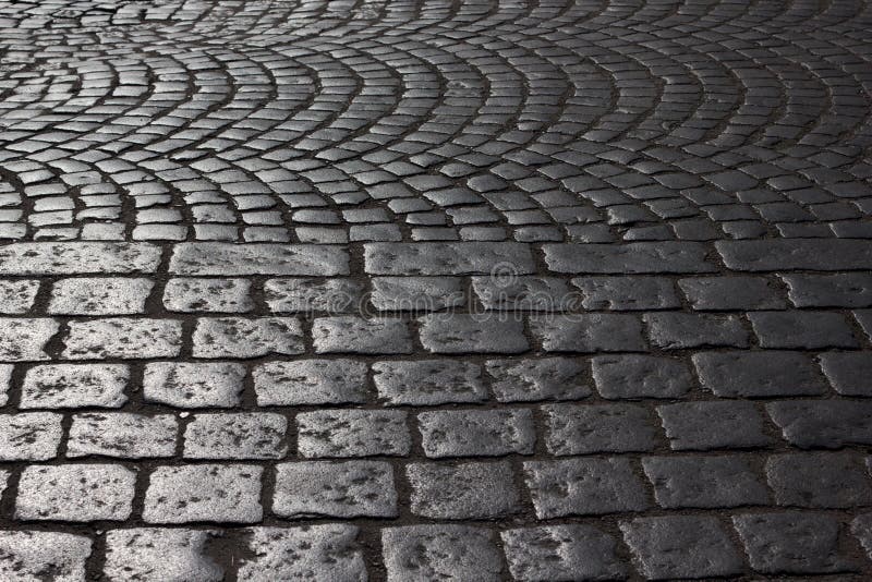 Road from Cobblestone.Circle from Small White Cobbestones in the Middle ...