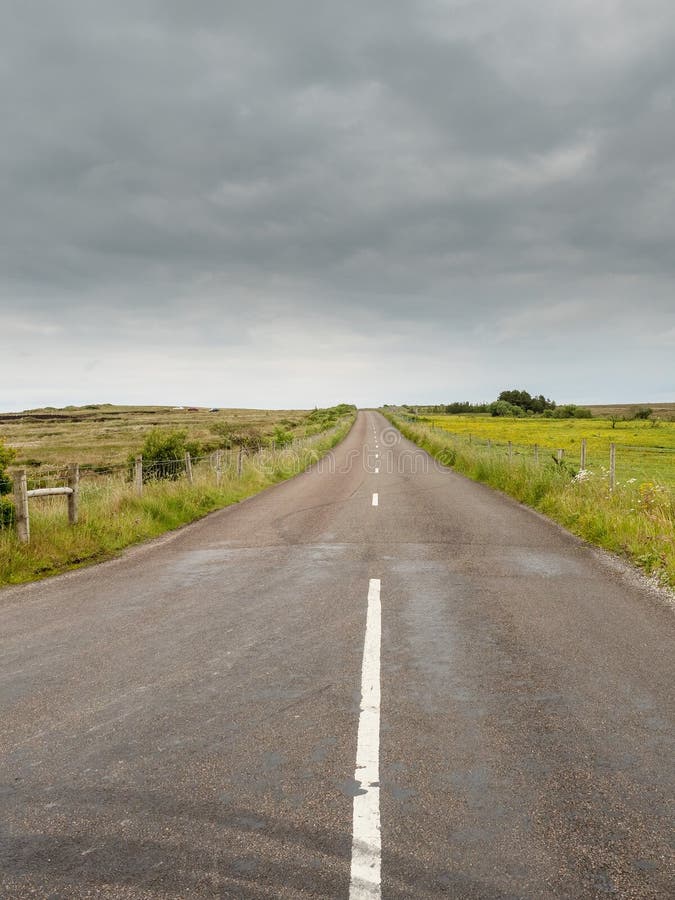 Old Road in the Country, Simple Rural Landscape, Cloudy Sky. Green ...