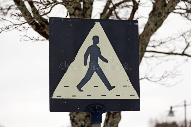 An Old Road Sign Marking Pedestrian Crossing Stock Photo - Image of ...