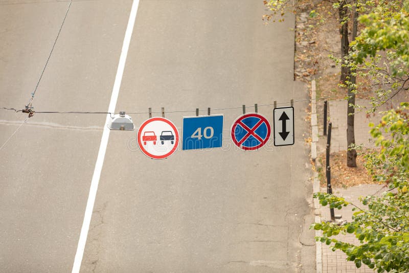 Old Road Signs of the Driving Over the Carriageway Stock Image - Image ...