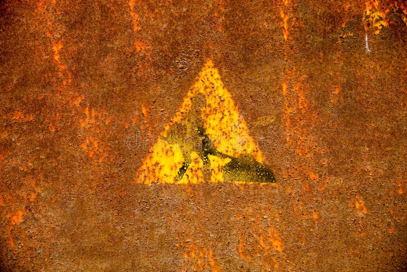 Old Roadworks Sign on Rusty Metal Surface Stock Photo - Image of ...