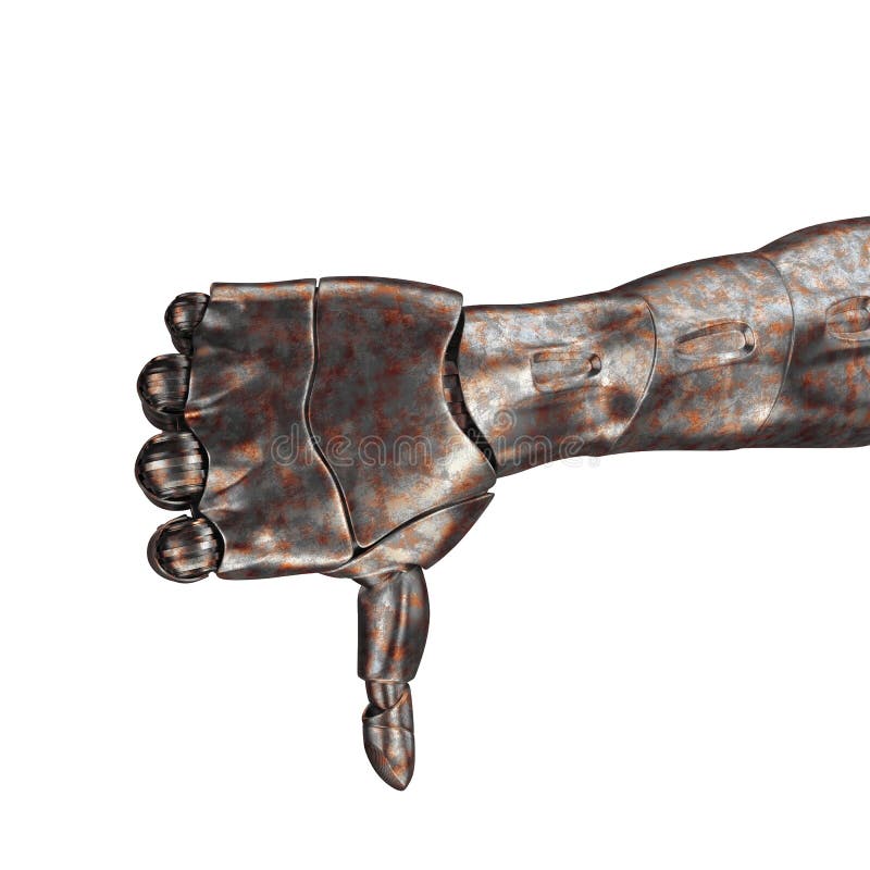 The Old Robot Arm is Scratched. 3d Rendering. on a White Background ...