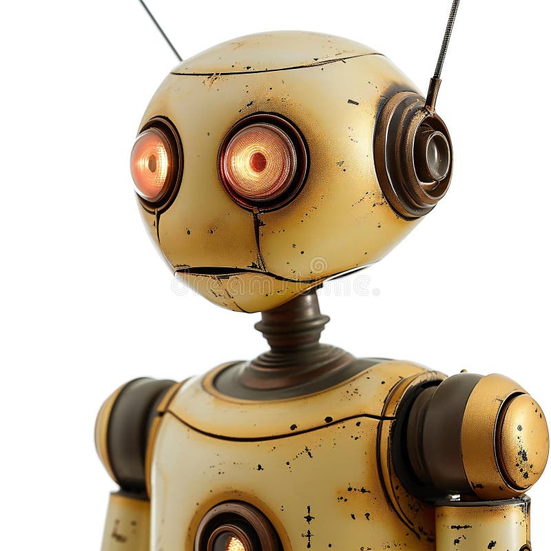 An Old Robot Isolated on a White Background Stock Illustration ...