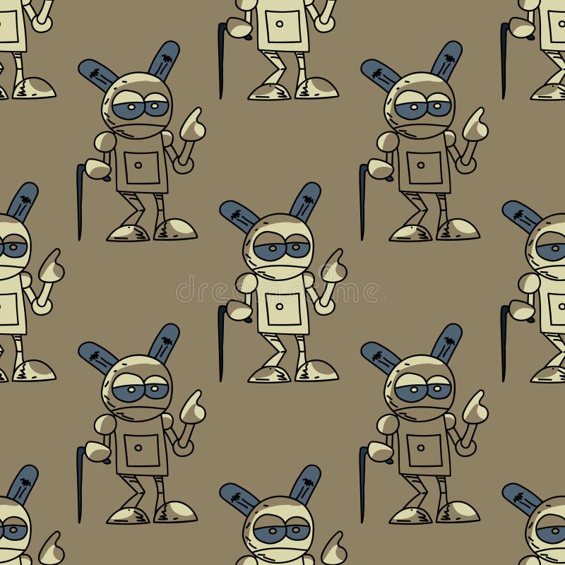 Old robot seamless pattern stock vector. Illustration of abstract ...