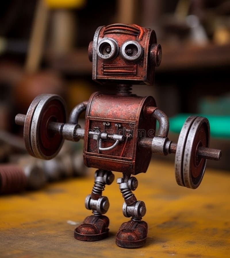 Old Robot Toy Featuring Two Metal Bars. AI-generated Stock Illustration ...