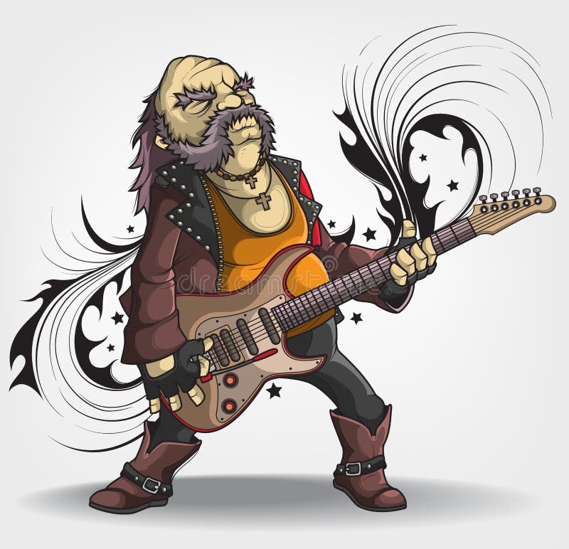 Old Rock Musician With A Guitar Stock Vector - Illustration of concert ...