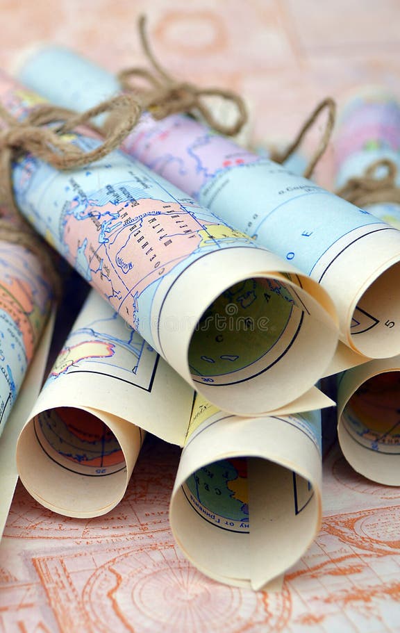 Old rolled maps stock photo. Image of vintage, mark, exploration - 47367196