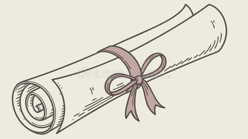 Rolled Scroll Tied with Ribbon Sketch Style Document, Vector Design ...