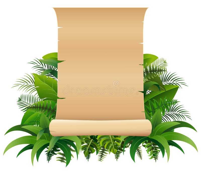 Old Rolled Up Paper Scroll on the Leaves Stock Vector - Illustration of ...