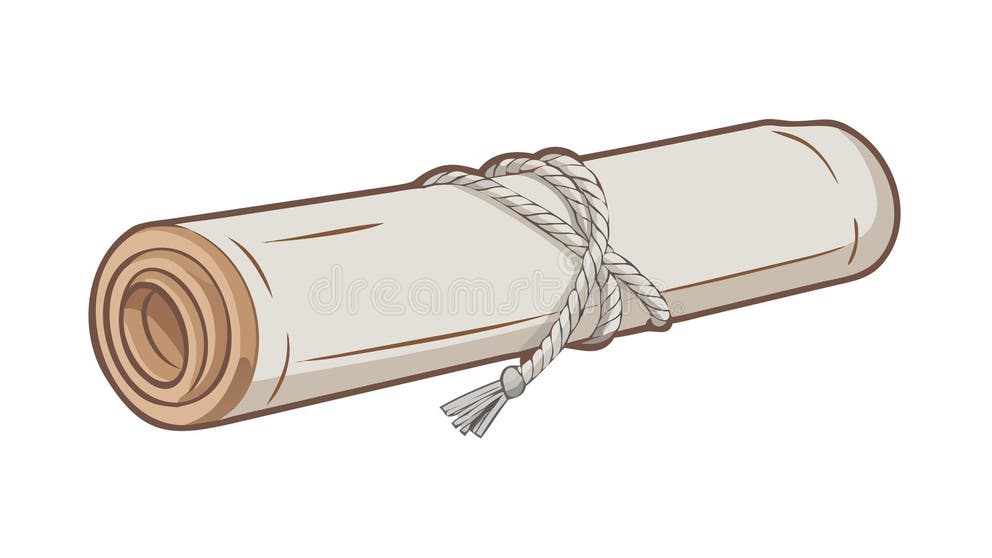 An Old Rolled-Up Parchment Scroll with a String, Vector Design ...