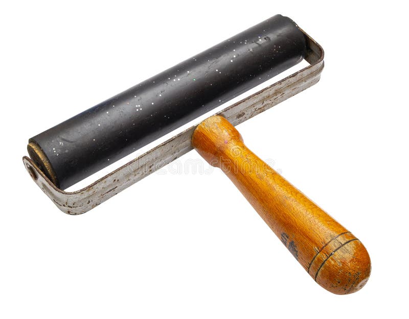 Old Roller for Rolling Photos Isolated on a White Background Stock ...