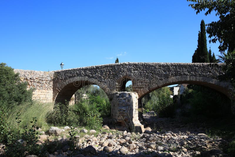 Old Roman Bridge at Pollensa. Mallorca Stock Image - Image of landscape ...