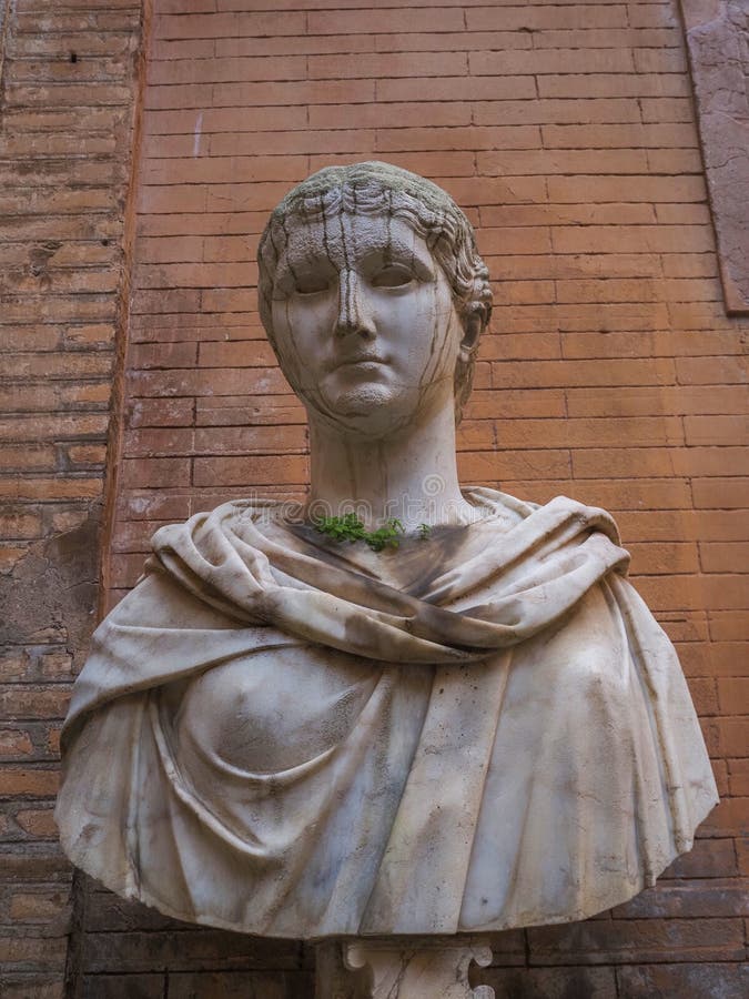 Old Roman Marble Statue with Growing Grass Editorial Stock Image ...