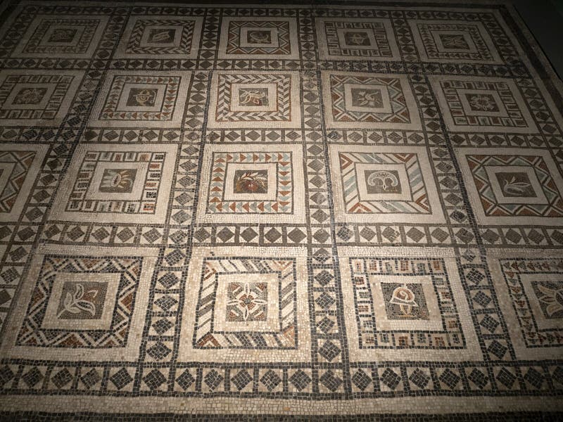 Old Roman Mosaic Detail Floor Editorial Photography - Image of style ...