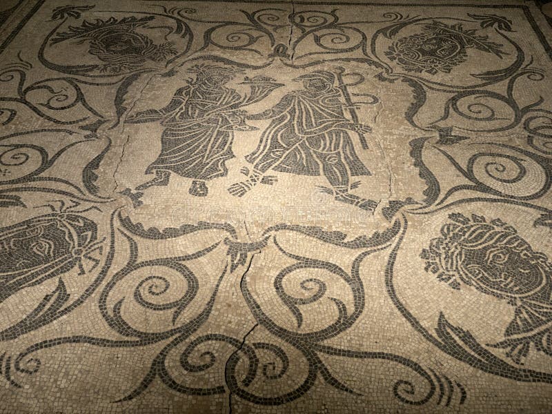 Old Roman Mosaic Detail Floor Editorial Stock Image - Image of ...