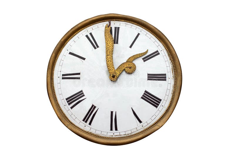 Old Roman Numbers Clock with Special Snake Handles Stock Image - Image ...