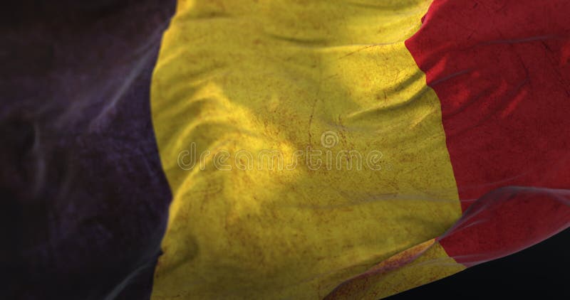 Old Romanian Flag Waving at Wind. Loop Stock Video - Video of flagging ...