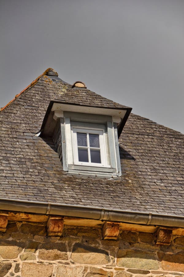 Old roof with windows stock photo. Image of detail, home - 240509926