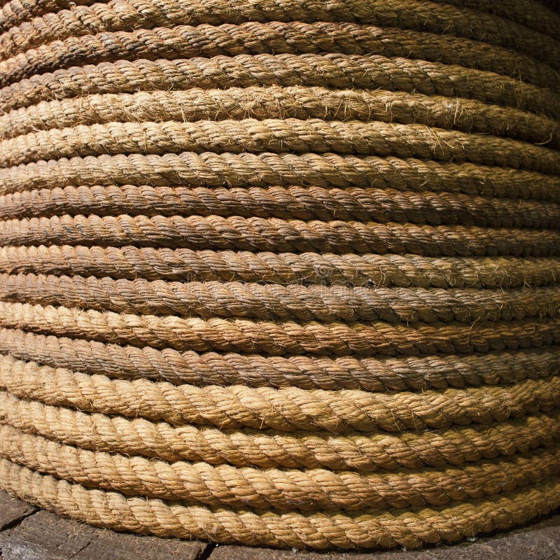 Coiled Thick Rope on the Ship in a Spiral or Sequence of Ring. Stock ...