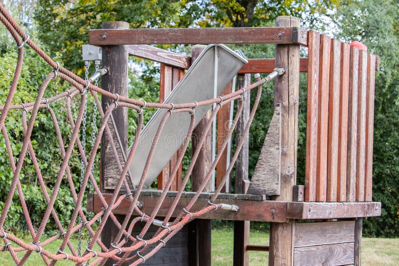 Rope Bridge at the Playground for Kids Stock Image - Image of outdoor ...