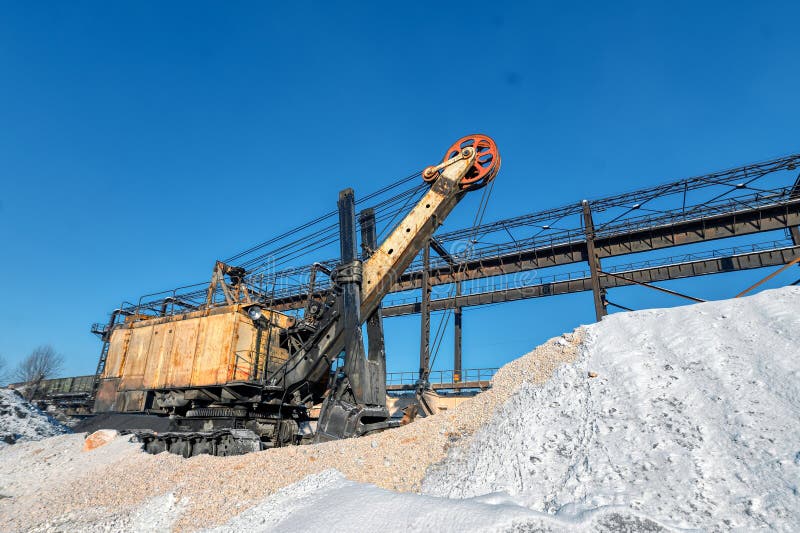 Old Rope Excavator Earthmoving Machine Stock Photo - Image of ...
