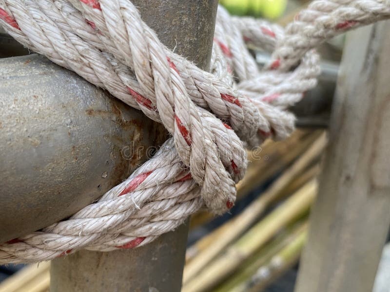 Old rope on iron pipe stock image. Image of strong, sailing - 278361857