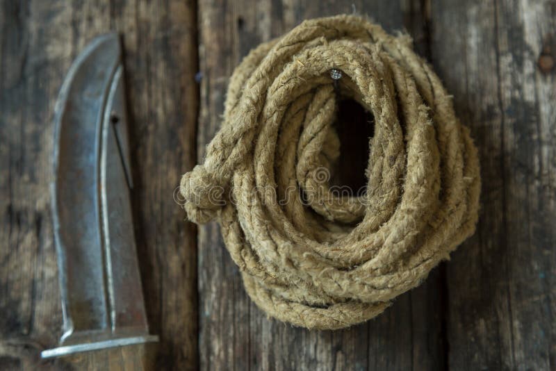 Rope and knife blade stock image. Image of dagger, frayed - 22713733