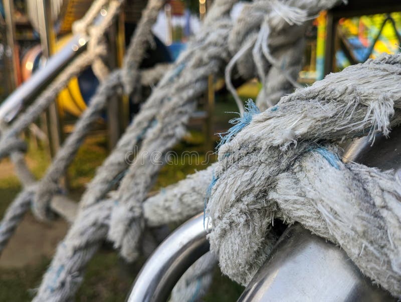 Old Rope Knot for Climbing Net at Children S Playground Stock Image ...