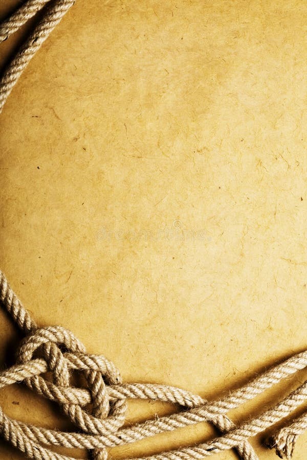 Old rope and knot on paper stock image. Image of rope - 5002025