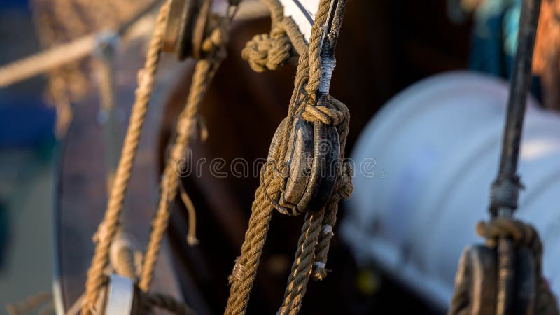 Old rope on sailing boat stock image. Image of sail, rigging - 77972027