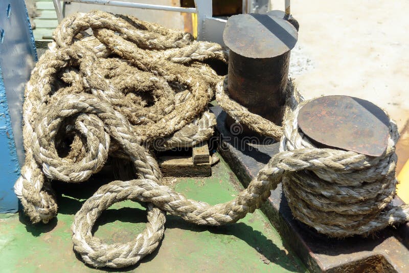Old rope on a wood pier stock photo. Image of white, maritime - 94449018