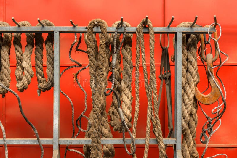 Old ropes closeup photo stock photo. Image of iron, industrial - 48833904