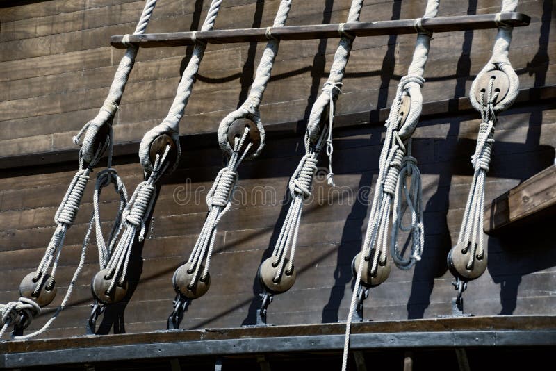 Old ropes on a ship stock photo. Image of ship, historic - 48979916