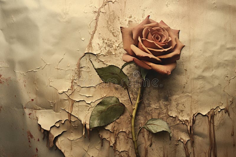 Old Rose Drawing in Exotic Vintage Background Style. AI Generative ...