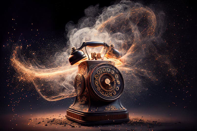 An Old Rotary Dial Phone Exploding with Sparks of Electricity ...