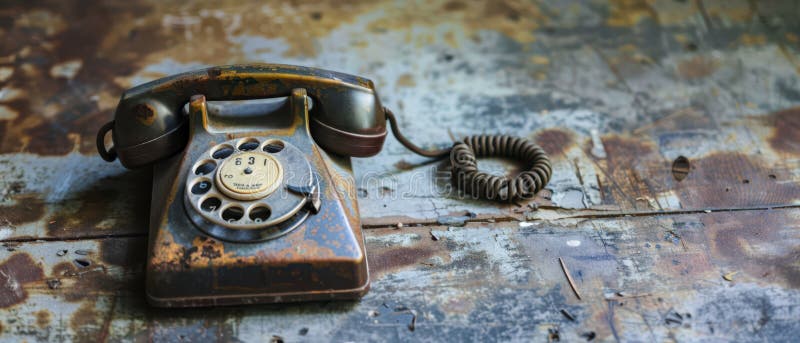 Old Rotary Dial Phone on Rusty Surface Stock Image - Image of cord ...