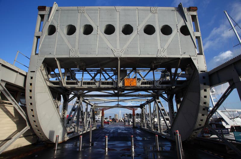 Old Rotating Bridge Auckland Stock Image - Image of landmark, pier ...